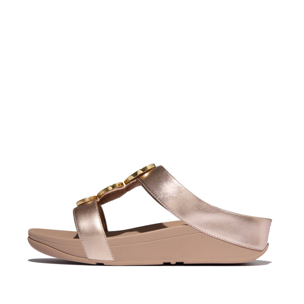 FINO RESIN-HOOP LEATHER H-BAR SLIDES – FitFlop Thailand
